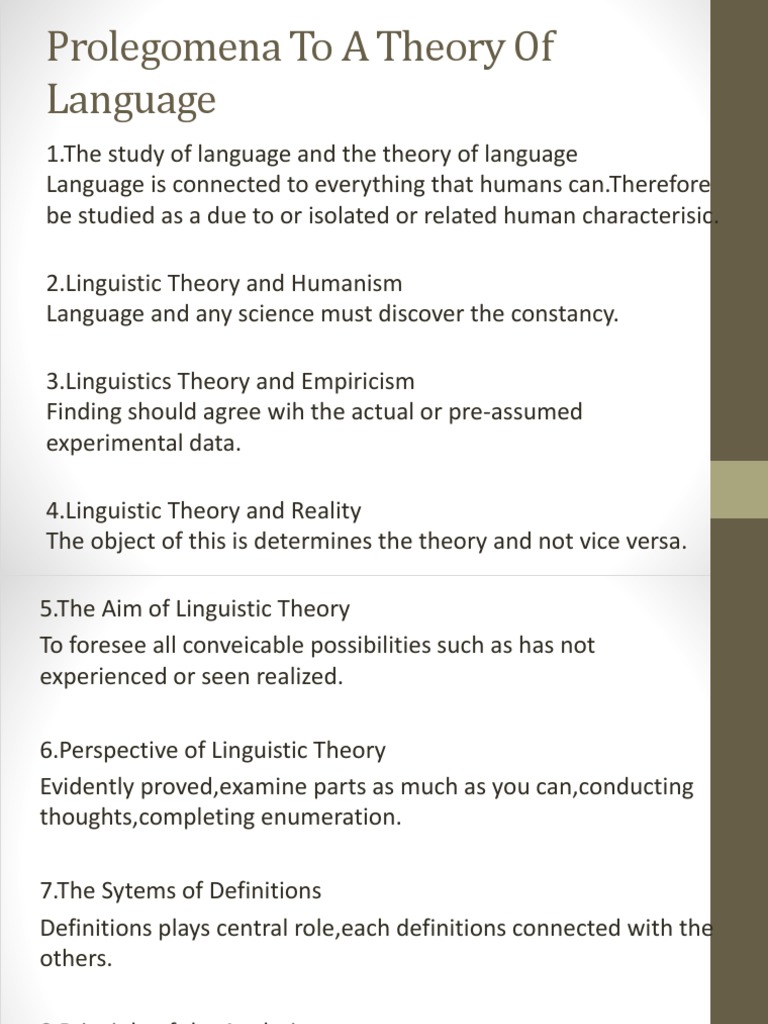 Prolegomena To A Theory of Language | PDF | Linguistics | Theory