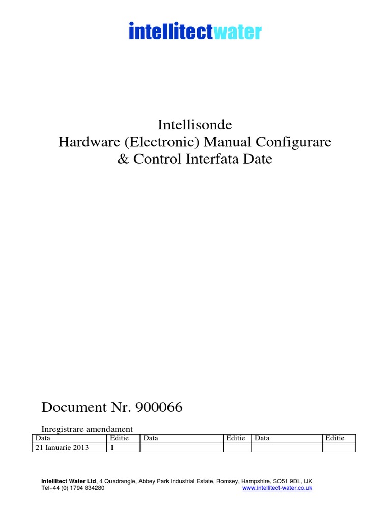 Intellisonde Hardware Electronic Configuration Remote Data Interface ...