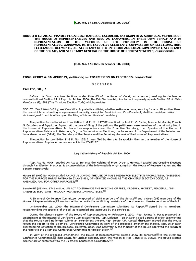 Farinas Vs Exec Sec | PDF | United States House Of Representatives ...