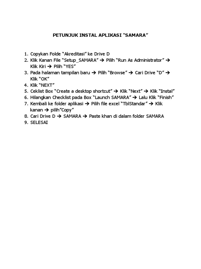 Petunjuk Instal Aplikasi SAMARA | PDF