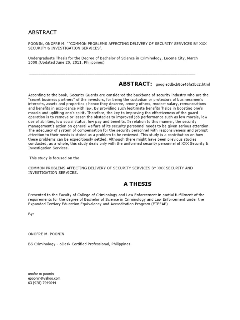ABSTRACT Dedication Sample | PDF | Thesis | Employment