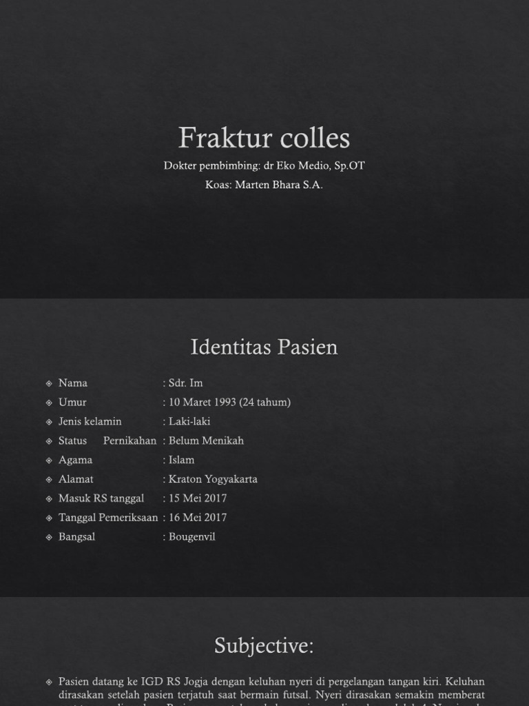 Presentasi Kasus Fraktur Colles | PDF