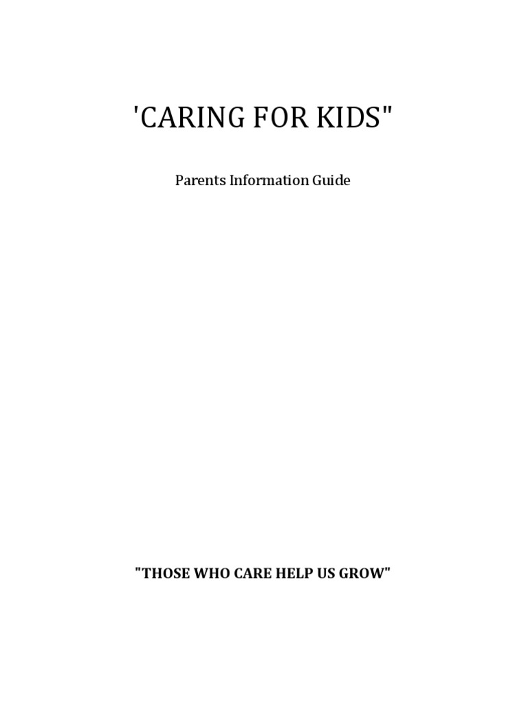 'Caring For Kids": Parents Information Guide | PDF | Early Childhood ...