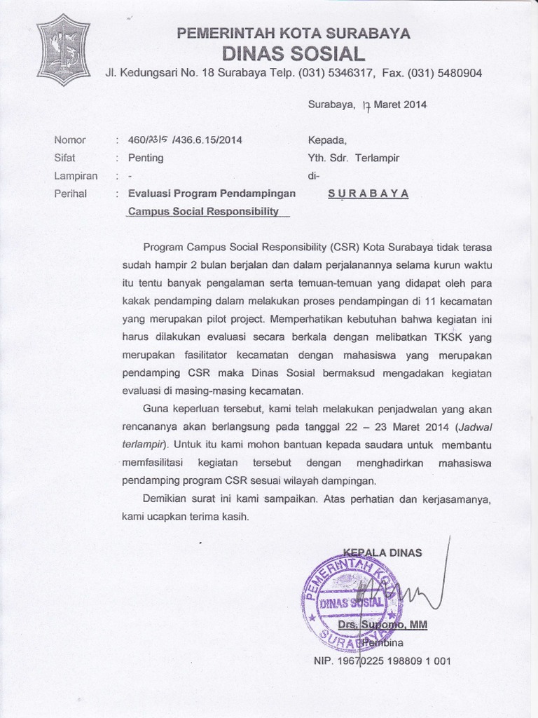 Surat Evaluasi Csr Pdf