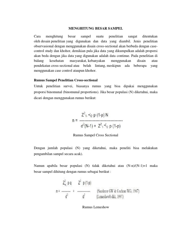 Rumus Besar Sampel Penelitian Kesehatan | PDF | Sains & Matematika