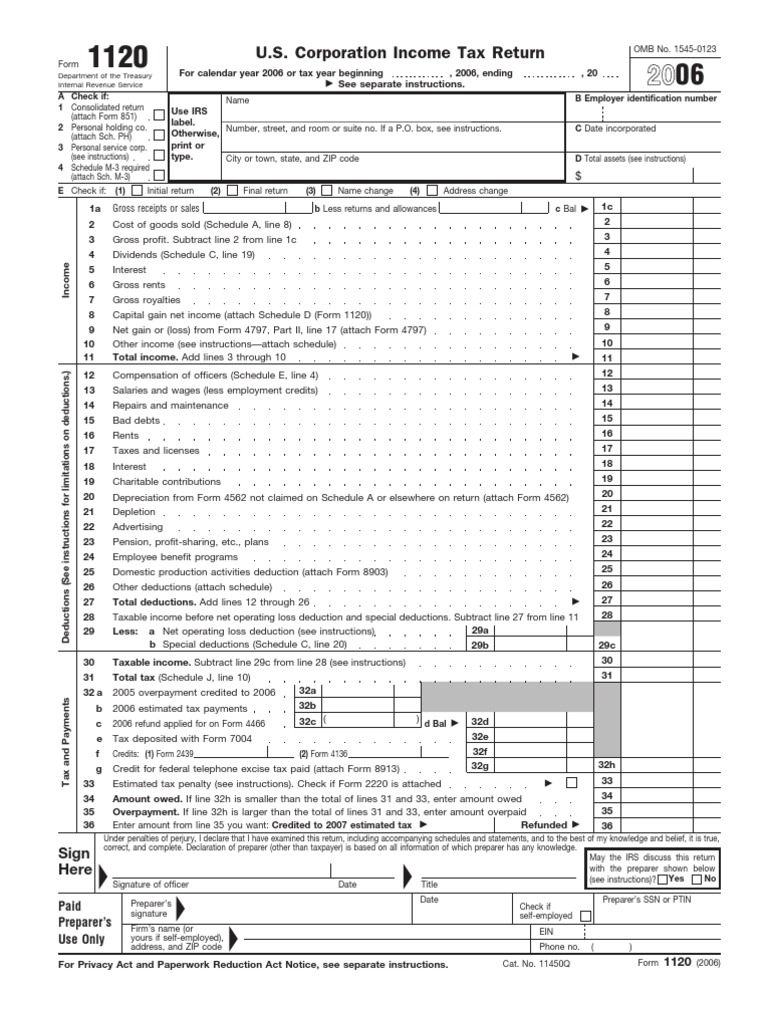 F 1120 | PDF | Payments | Government Finances