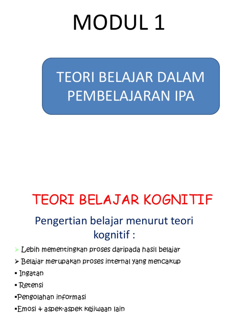 Teori Belajar Dalam Pembelajaran Ipa Di SD | PDF