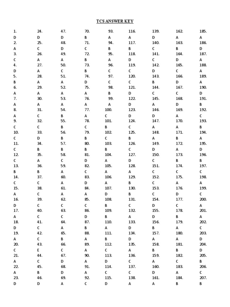 Tcs Answer Key | PDF