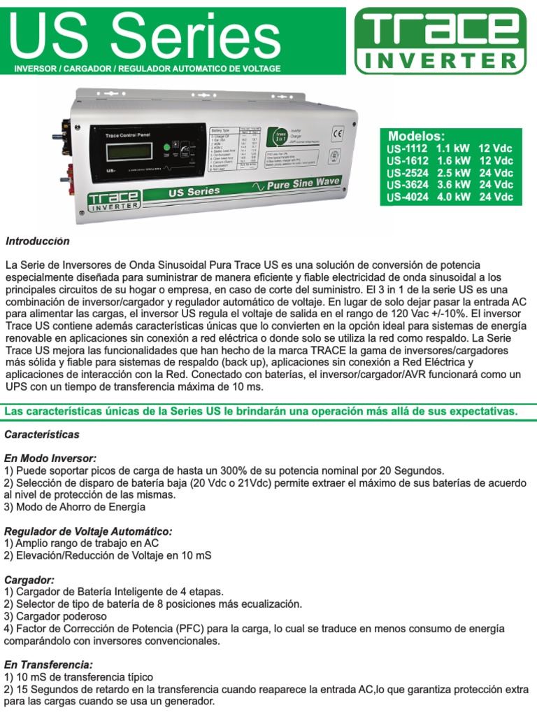 Datasheet - Inversores Trace - Linea US | Inversor de energia | Vatio ...