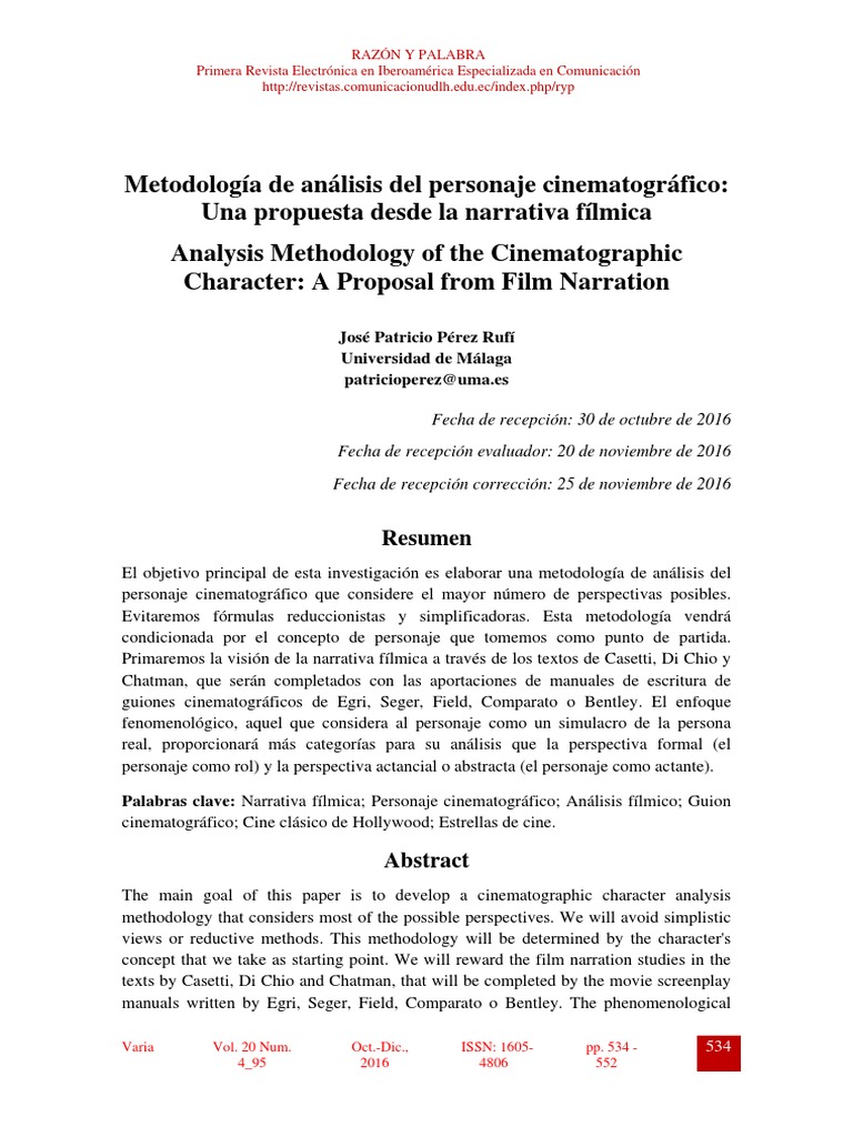 Metodología para Análisis de Personajes Cinematográficos | PDF ...