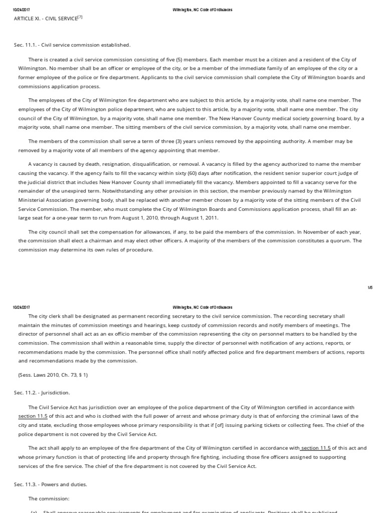 City of Wilmington - Civil Service Commission Charter | PDF | Court ...