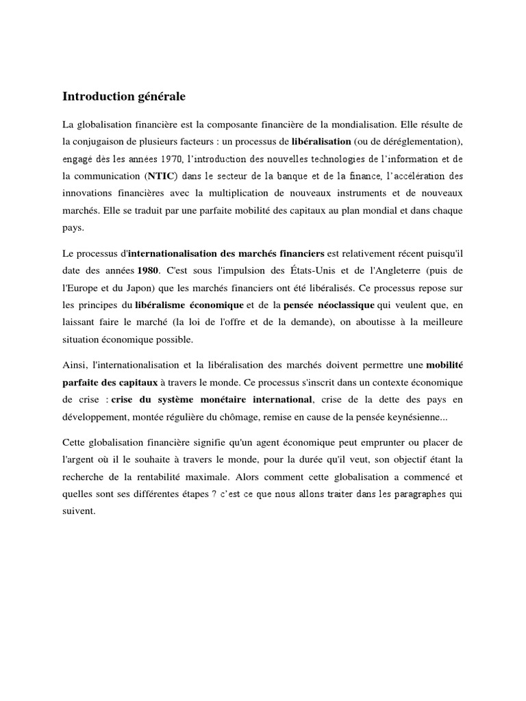 Globalisation financière : enjeux et évolutions | PDF | Mondialisation ...