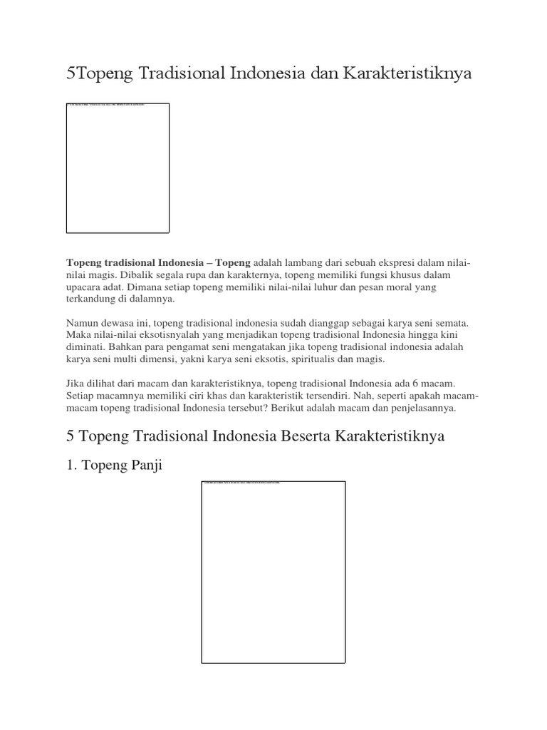 6 Topeng Tradisional Indonesia Dan Karakteristiknya | PDF