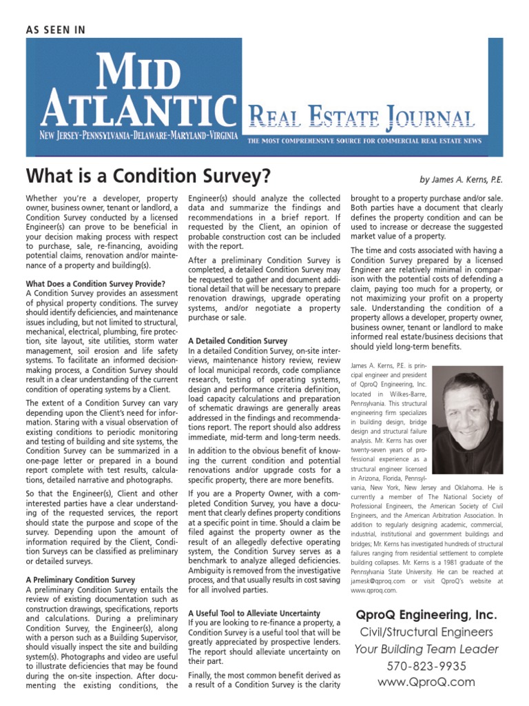What Is A Condition Survey | PDF | Engineer | Property