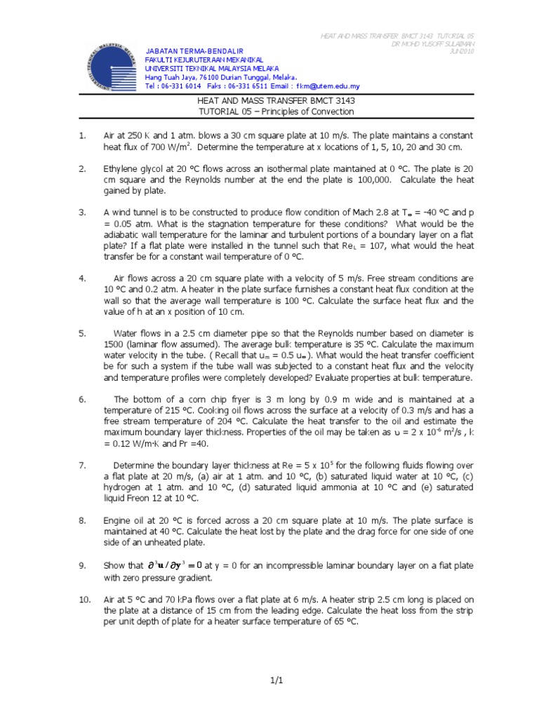 Tutorial 5 | PDF | Boundary Layer | Fluid Dynamics