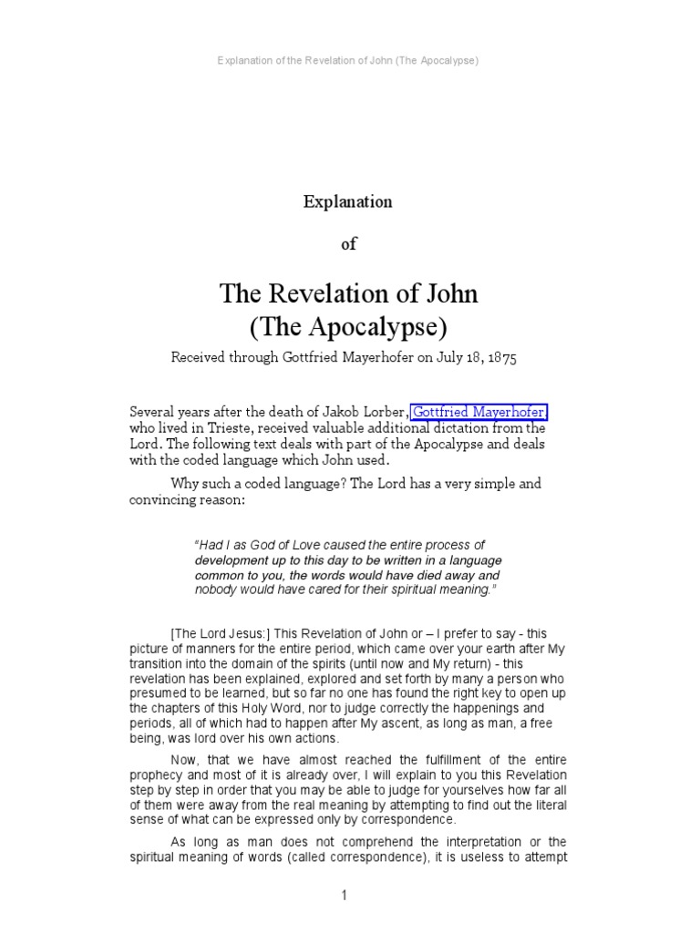 Apocalypse Explained: G. Mayerhofer | PDF | Book Of Revelation | Revelation