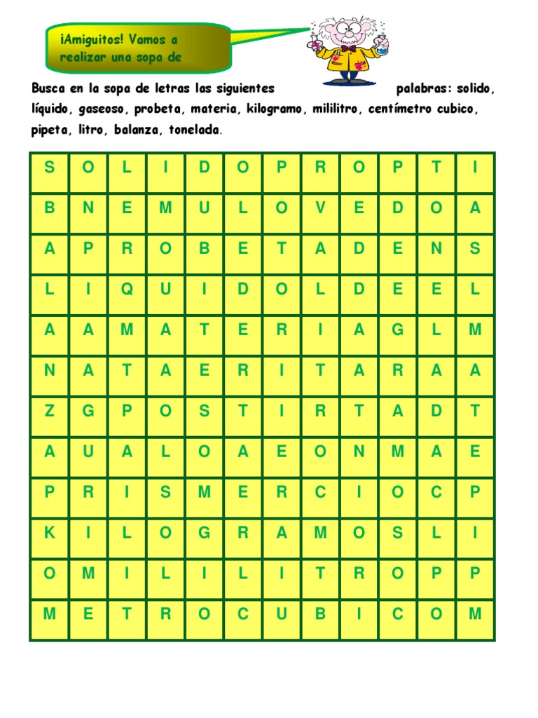 Sopa de letras de estados de materia | PDF