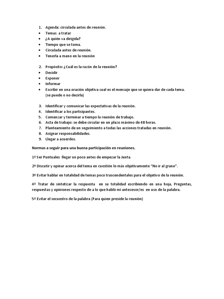 Normas para Reuniones. | PDF | Crecimiento personal y profesional