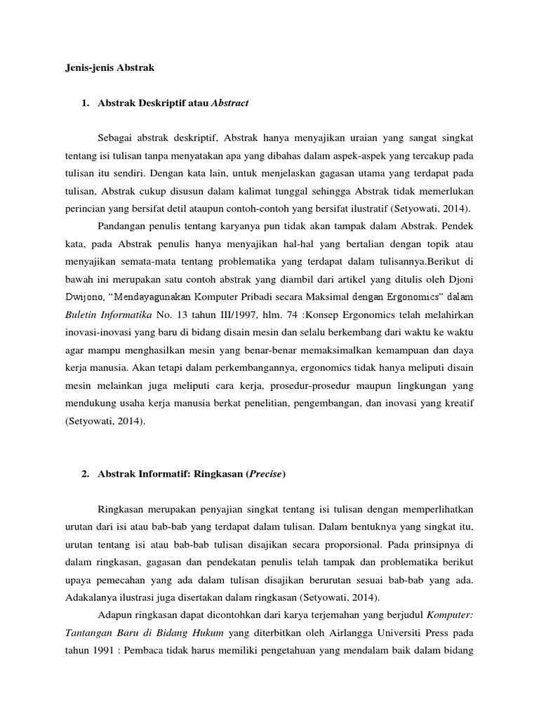 Jenis-jenis Abstrak dalam Penulisan | PDF