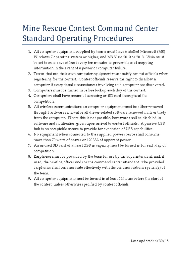 Command Center Sop | PDF
