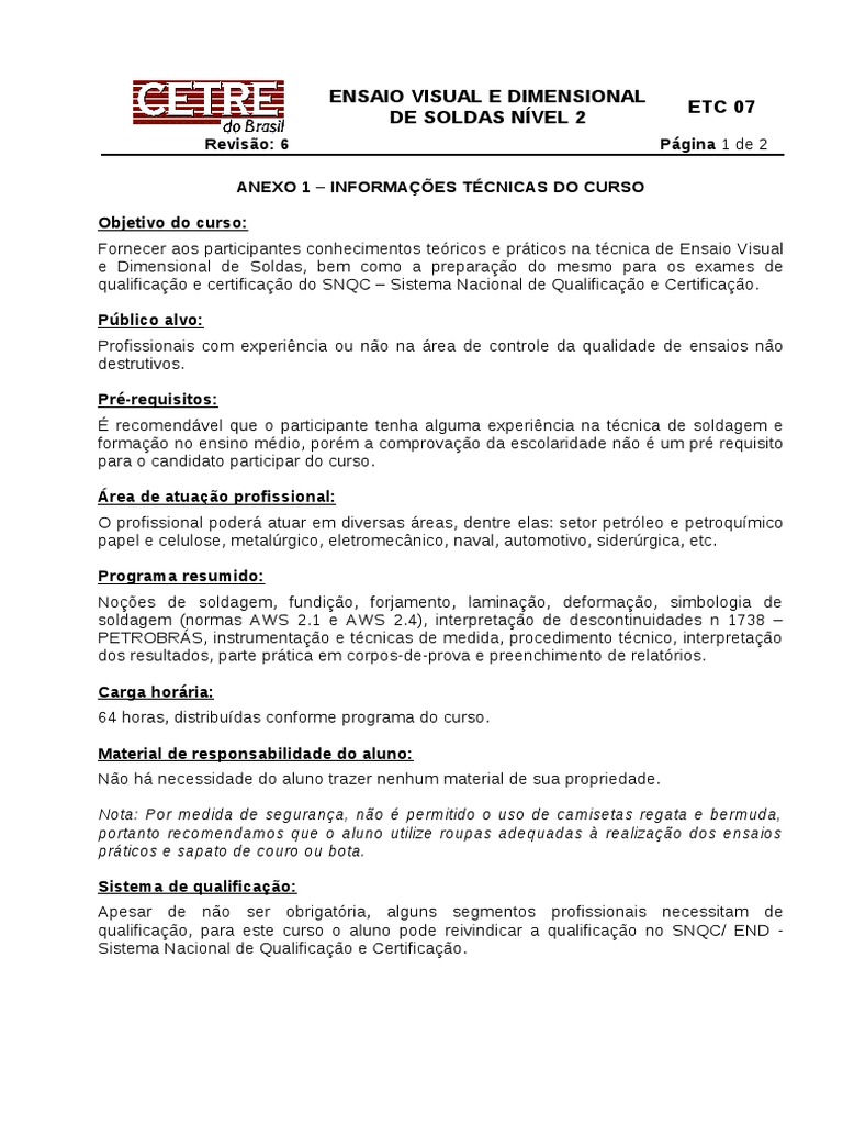 Ensaio Visual e Dimensional de Soldas | PDF | Escolas