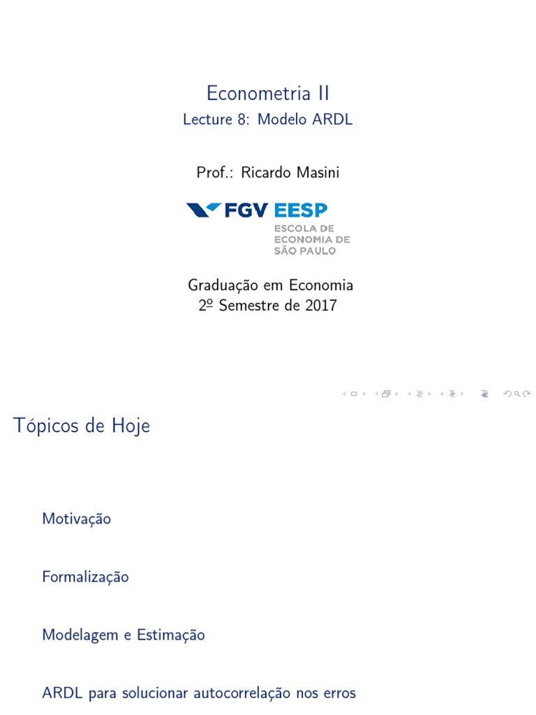 Lecture 8 Modelo ARDL | PDF | Séries temporais | Ensino de Matemática