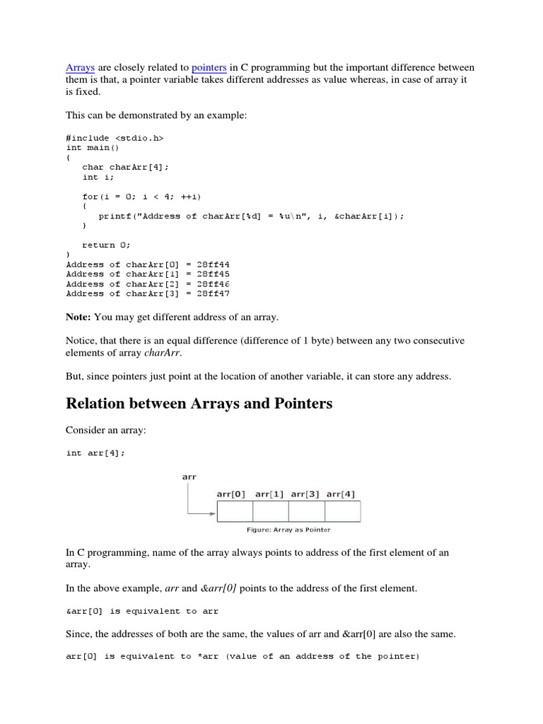 Relation Between Arrays and Pointers | PDF