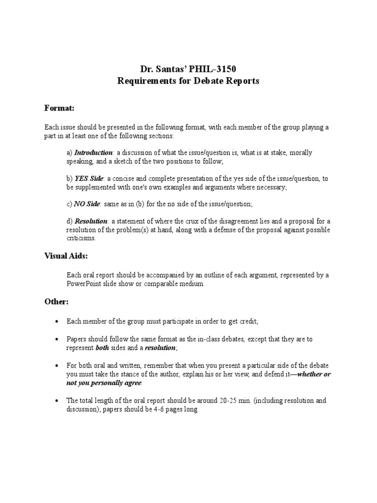 Debate Format Reqs | PDF