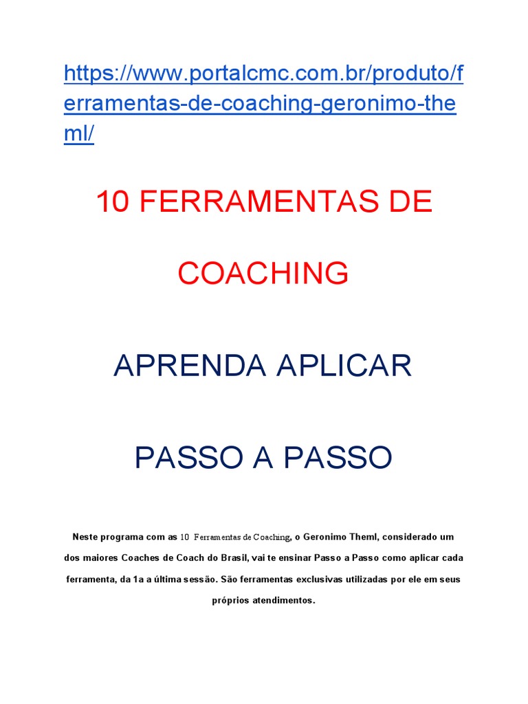 Ferramentas de Coaching - Aprenda Aplicar Passo A Passo Cada Ferramenta ...