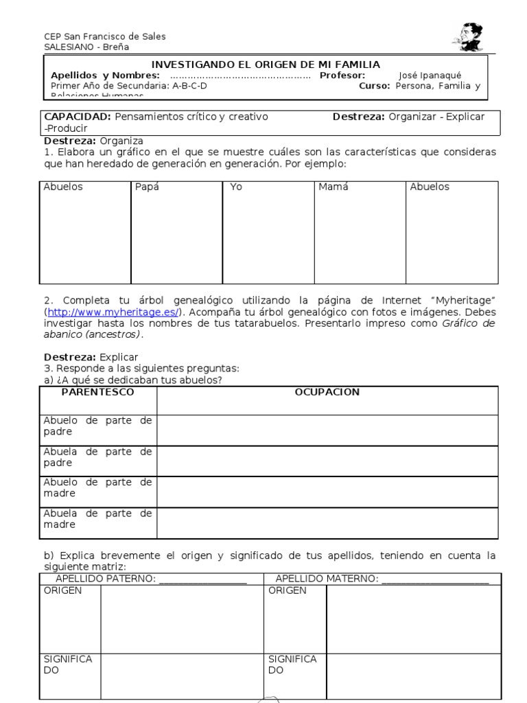 Investigando El Origen de Mi Familia | PDF | Familia | Sociedad
