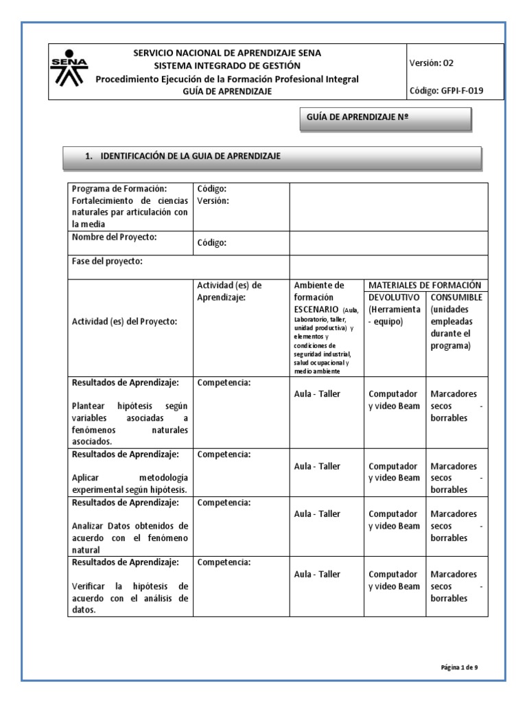 GFPI-F-019 Formato Guia de Aprendizaje Ciencias Naturales | PDF | Método científico | Aprendizaje
