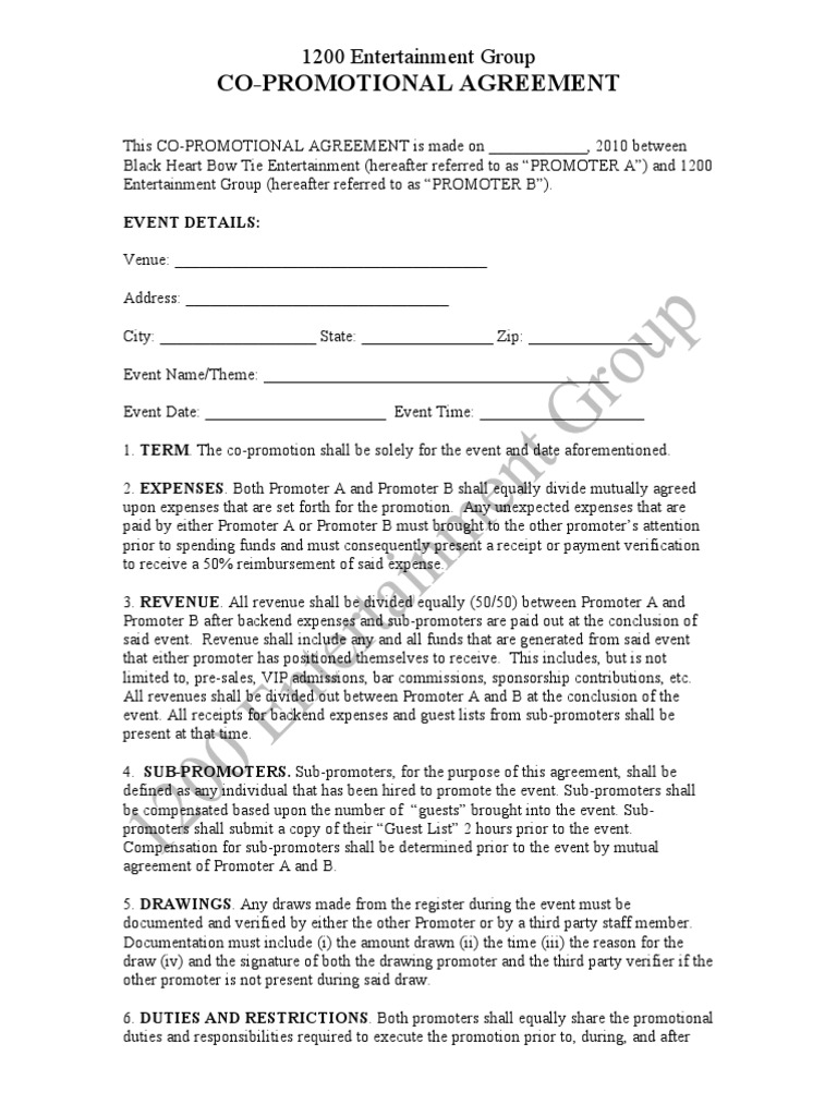 Co-Promotional Agreement Overview | PDF | Civil Law (Legal System ...