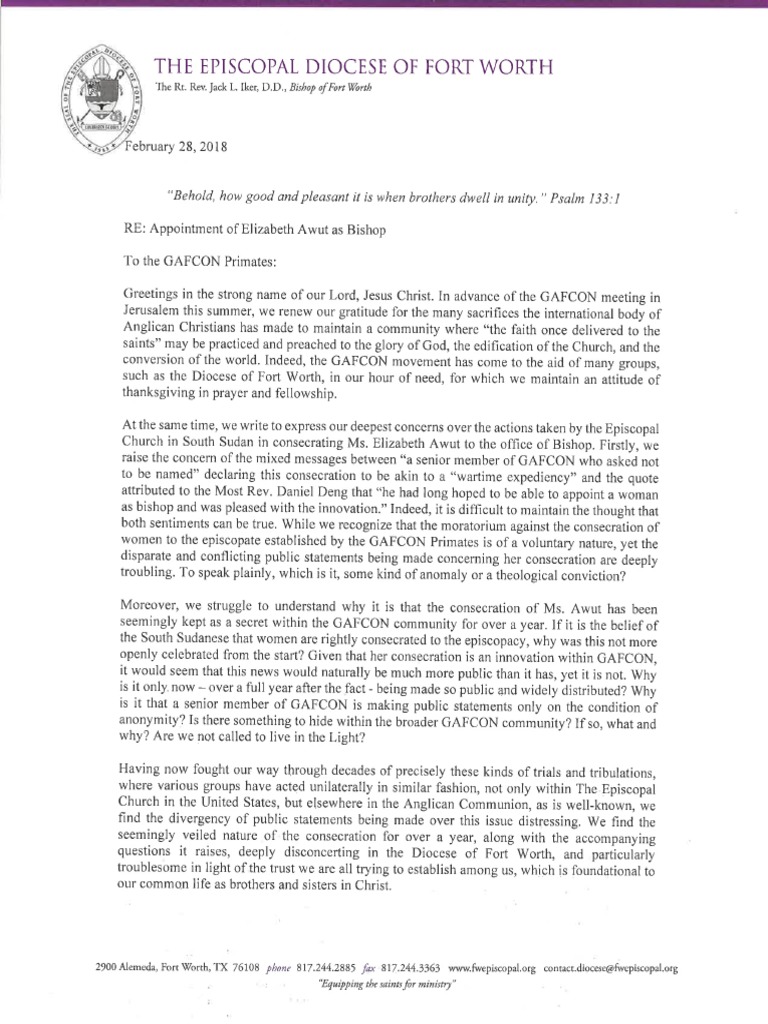 FT Worth To GAFCON Primates | PDF