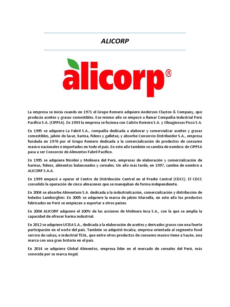 Alicorp | Descargar gratis PDF | Alimentos | Naturaleza