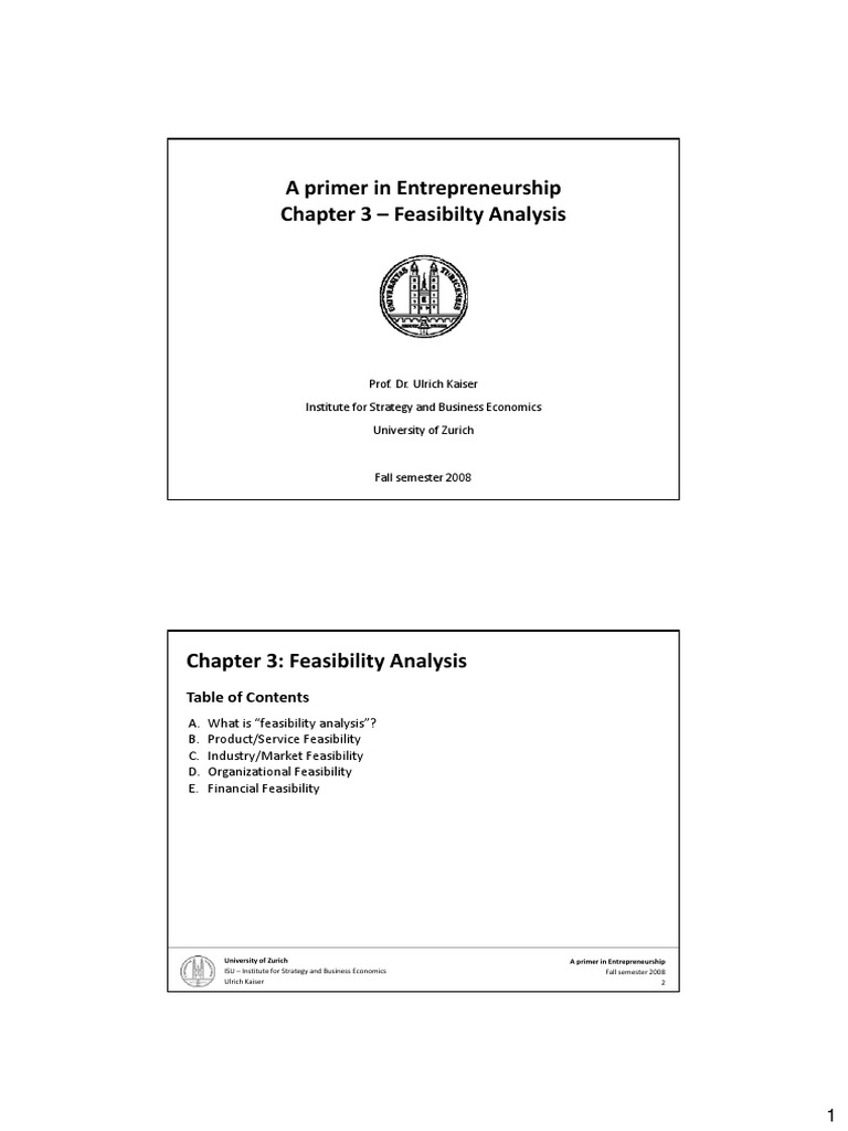A Primer in Entrepreneurship Chapter 3 - Feasibilty Analysis | PDF ...
