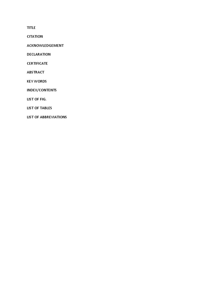 Title Citation Acknowledgement Declaration Certificate Key Words Index ...