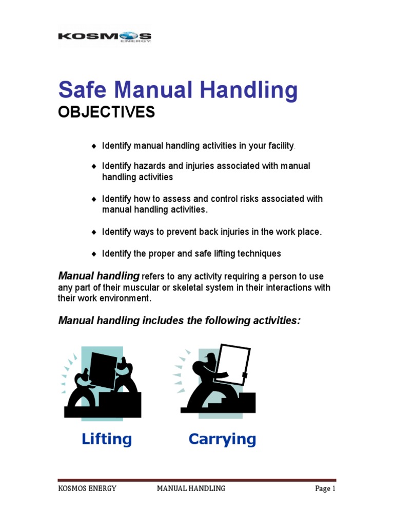 Safe Manual Handling Booklet | PDF | Dance Science | Musculoskeletal System