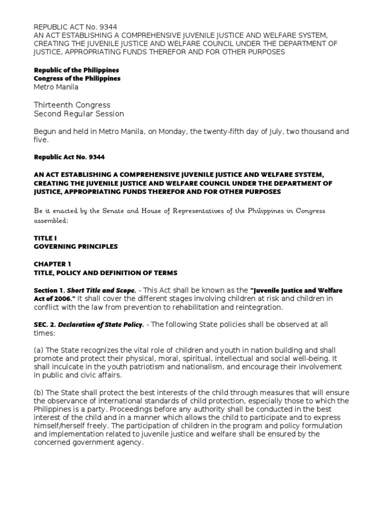 Ra 9344 | PDF | Remand (Detention) | Prosecutor