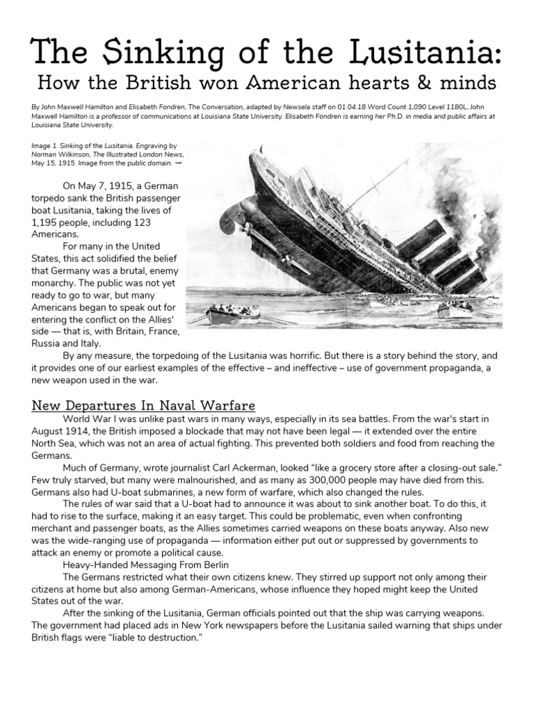 The Sinking of The Lusitania How The British Won American Hearts Minds ...