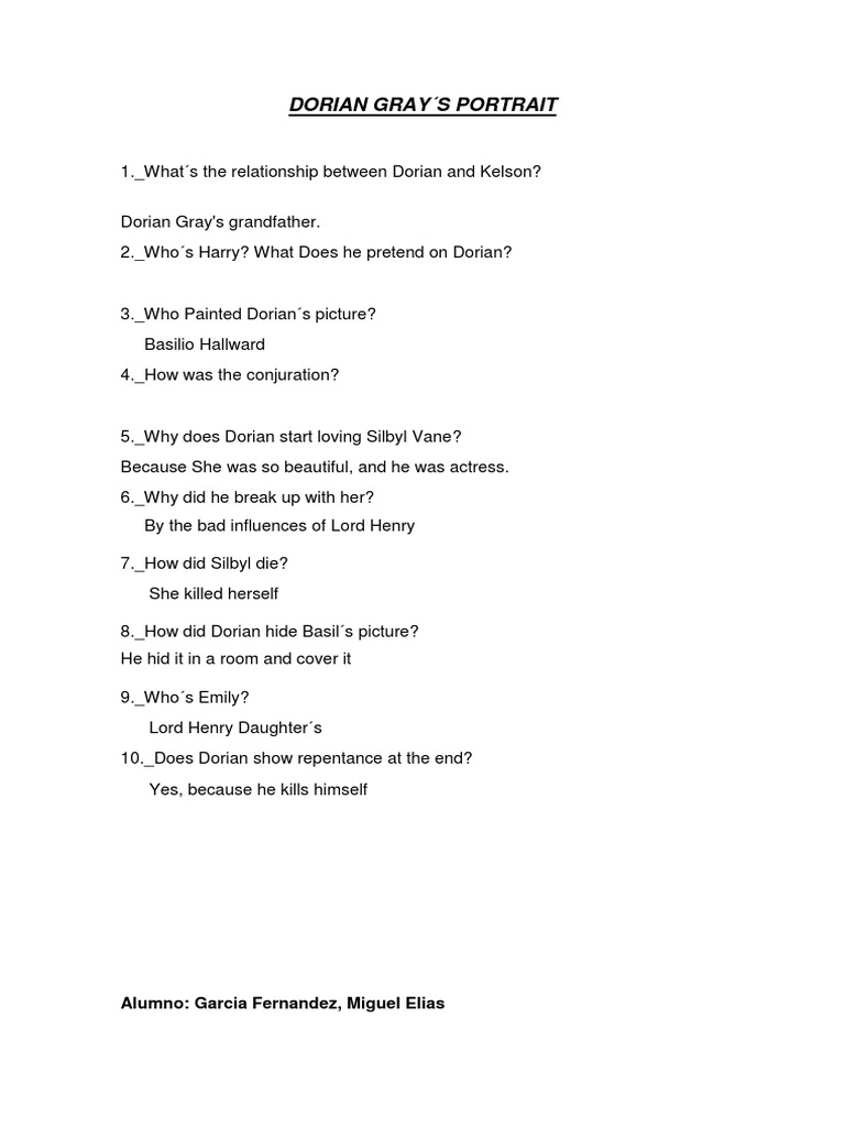 Dorian Gray S Portrait: Alumno: Garcia Fernandez, Miguel Elias | PDF ...