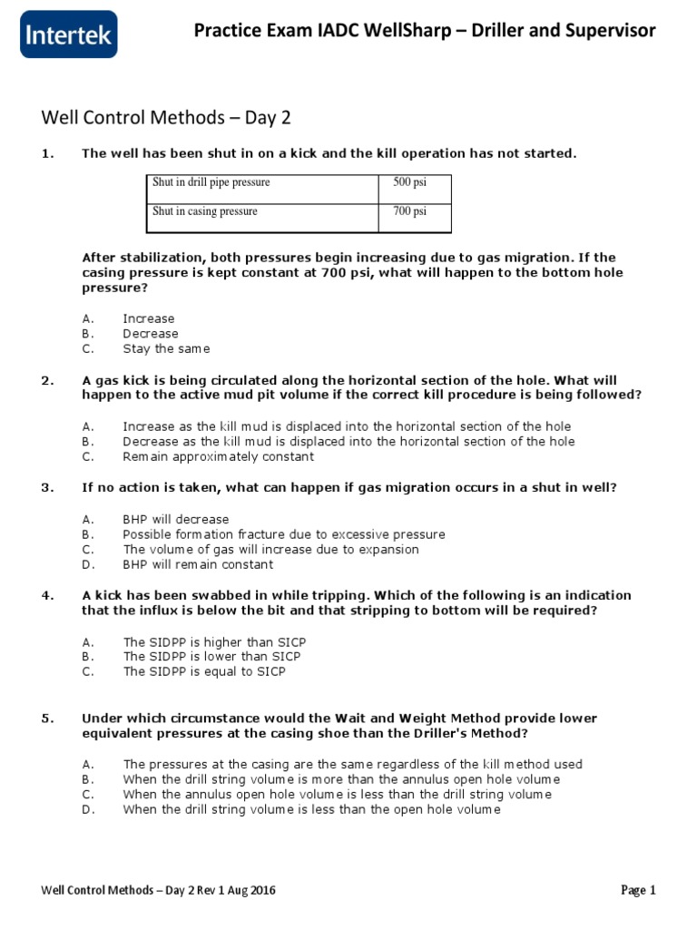 03 - WellSharp WC Methods and Subsea - Day 2 Pre - Course | PDF | Civil ...