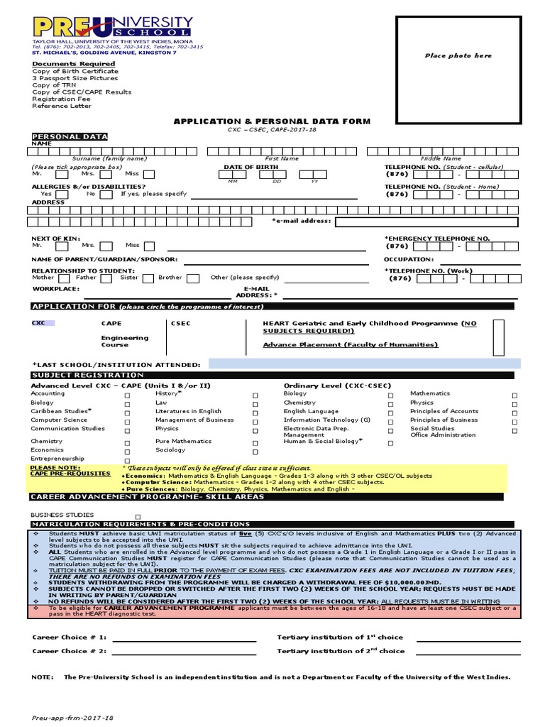 Application Form Kingston 2017 18 | PDF | Gce Advanced Level (United ...