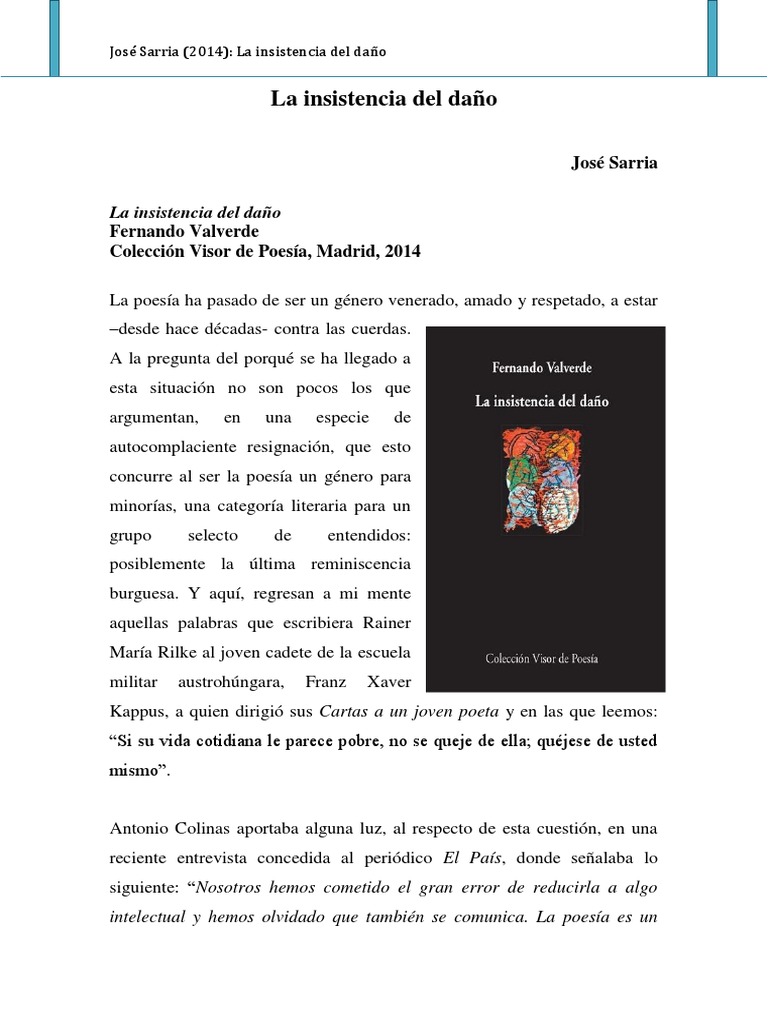 POESIA IMPURA - La Insistencia Del Daño | PDF | Poesía | Science
