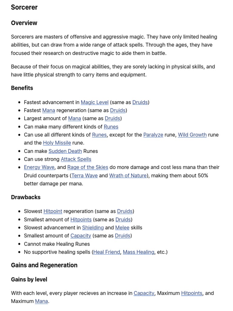 Sorcerer - TibiaWiki - Wikia - Tibia | PDF | Leisure | Nature