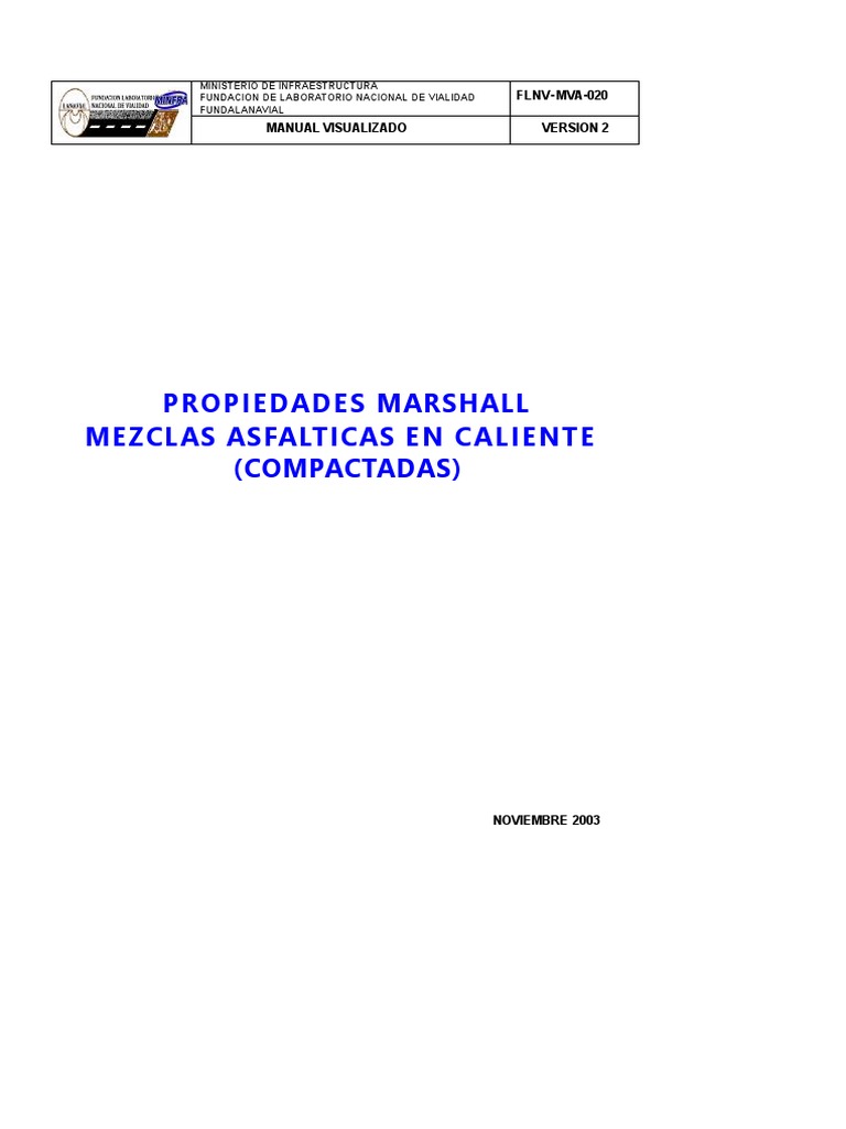 Mva 20 Marshall Astm D 1559 | PDF | Densidad | Agua
