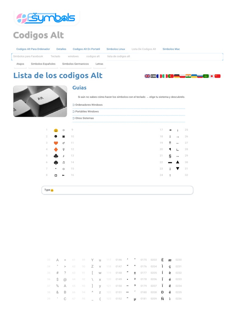 Lista de Los Codigos Alt (Todos Los Codigos de Los Símbolos ...