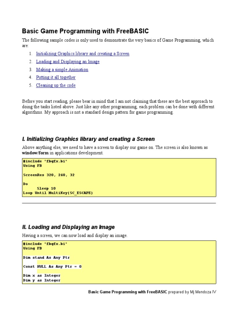 Basic Game Programming With FreeBASIC - Rev1 | PDF | Computer Science | Computer Engineering
