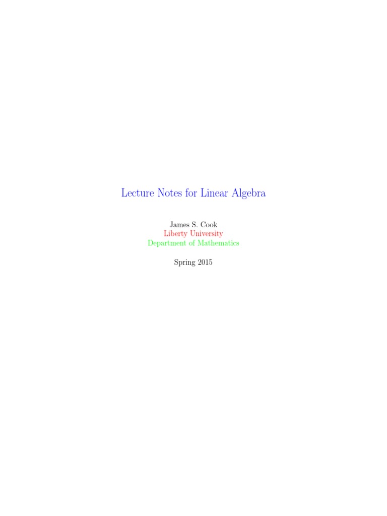 Linear Notes 2015 | PDF | Linear Subspace | Eigenvalues And Eigenvectors