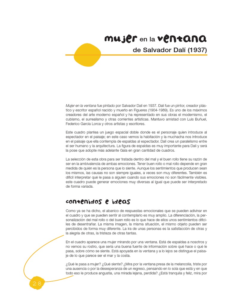 Mujer Ventana Picasso | Descargar gratis PDF | Salvador Dalí | Pablo ...