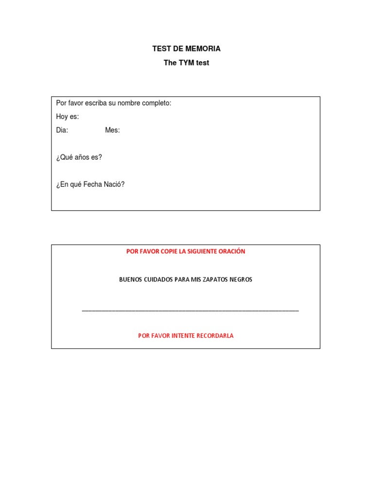 Test de Memoria Tym | PDF | Ocio